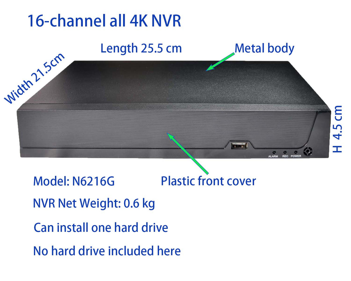 8M 4K NVR 16CH H.265++ Metal box Network Video Recorder P2P For CCTV S ...