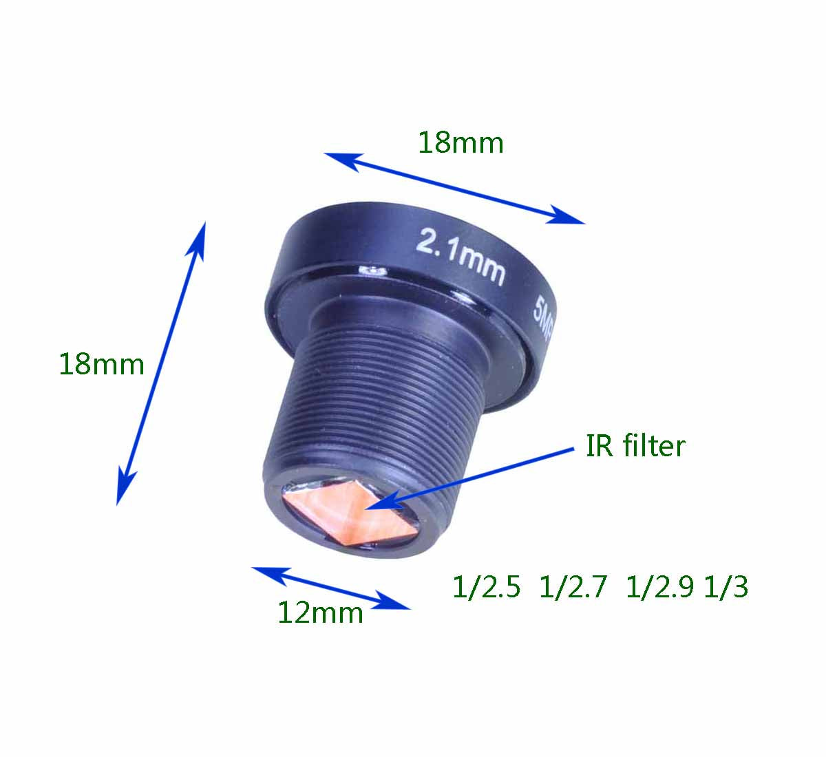 5.0MP 2k HD Security Fisheye Camera lens 1.9mm 2.1mm 2.5mm Lens CCTV C ...